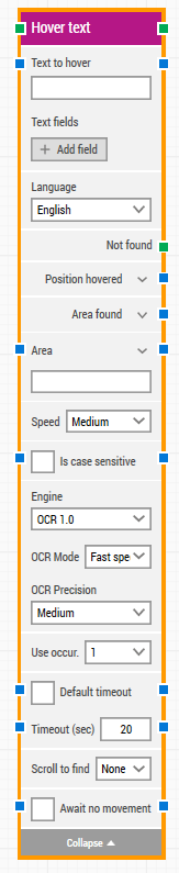 The Mouse and Keyboard building blocks -Hover Text- LEAPWORK
